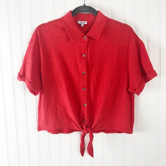 Splendid | Tops | New Splendid Tie Hem Button Front Top Red Amore ...